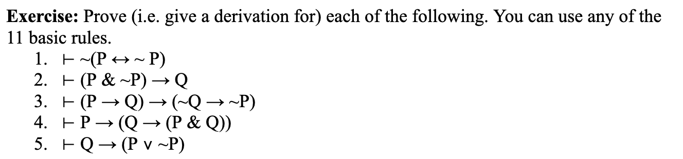 Exercise: Prove (i.e. give a derivation for) each of | Chegg.com