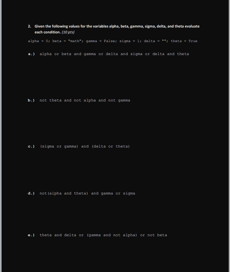 Solved Python: Given the following values for the variables | Chegg.com