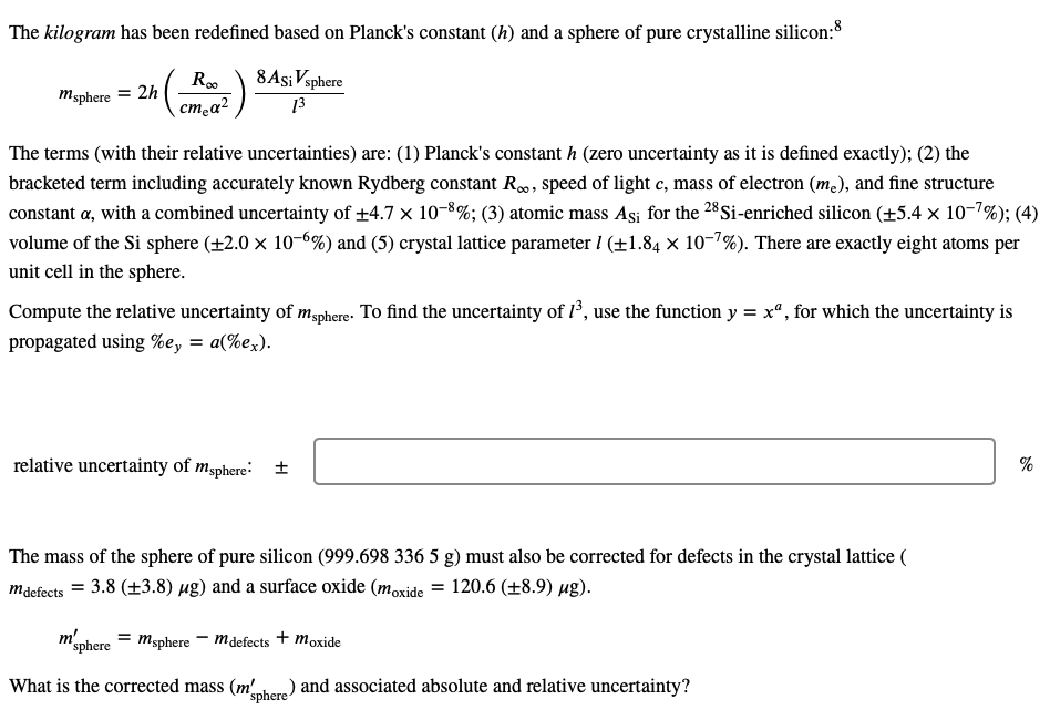 The kilogram has been redefined based on Planck's | Chegg.com