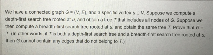 Solved We have a connected graph G = (V, E), and a specific | Chegg.com