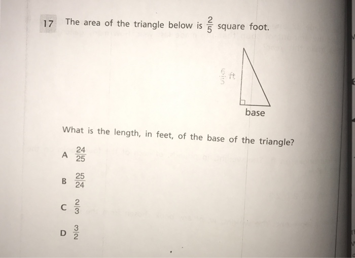 Solved The area of the triangle below is 2/5 square foot. | Chegg.com