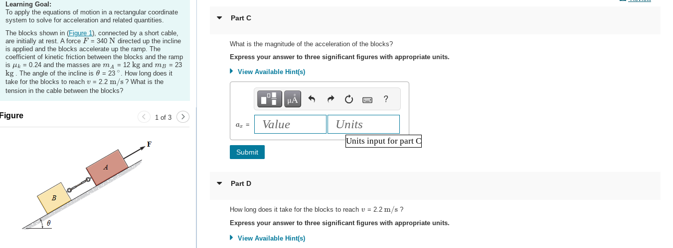Solved Learning Goal: To apply the equations of motion in a | Chegg.com