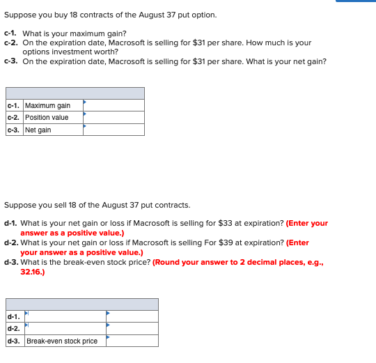 Solved Use the option quote information shown here to answer | Chegg.com
