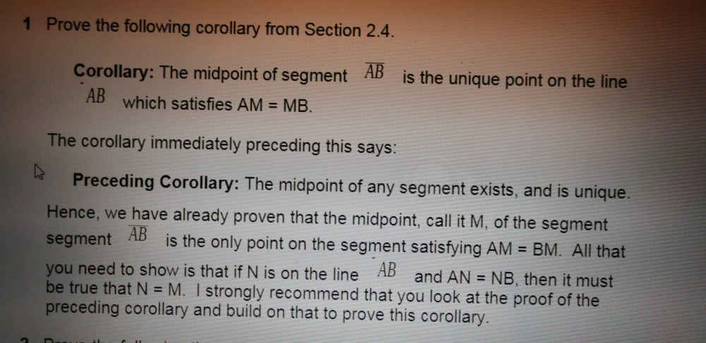 Solved 1 Prove the following corollary from Section 2.4. | Chegg.com