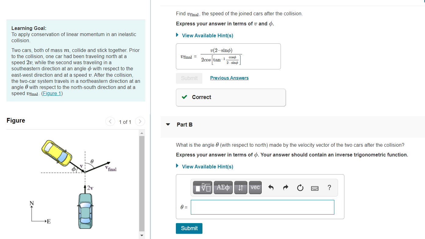 Solved Find Vfinal, the speed of the joined cars after the | Chegg.com