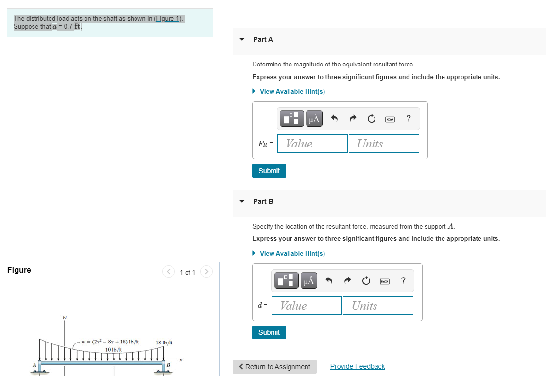 Solved The distributed load acts on the shaft as shown in | Chegg.com