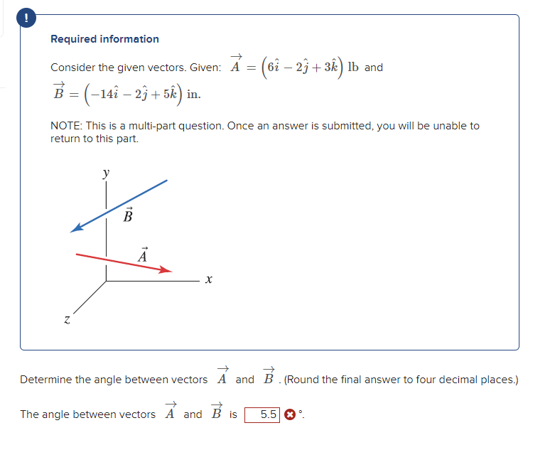 Solved ! Required information Consider the given vectors. | Chegg.com