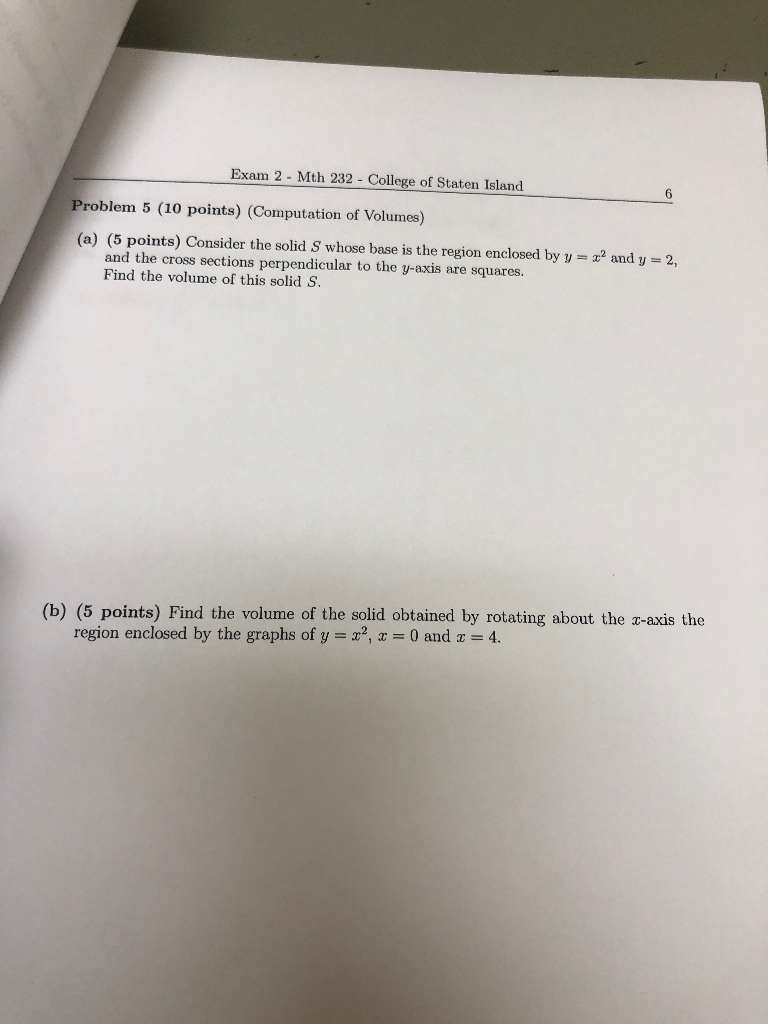 Solved Exam 2 - Mth 232 - College of Staten Island Problem 5 | Chegg.com
