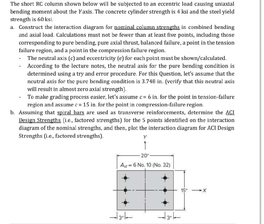 Solved The short RC column shown below will be subjected to | Chegg.com