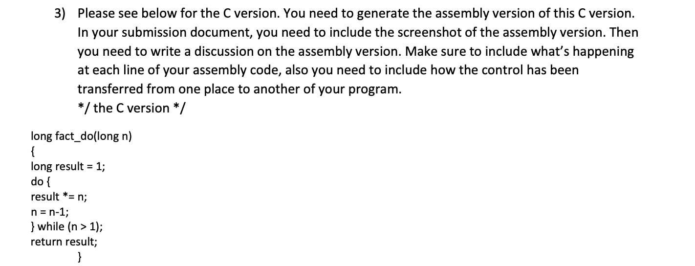 Solved 3) Please see below for the C version. You need to | Chegg.com