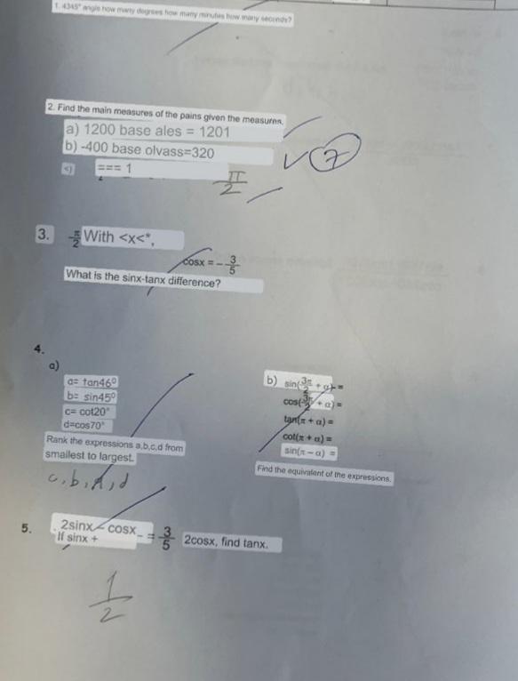6. a=tan basin2 c=cot(210∘) Write the signs of | Chegg.com