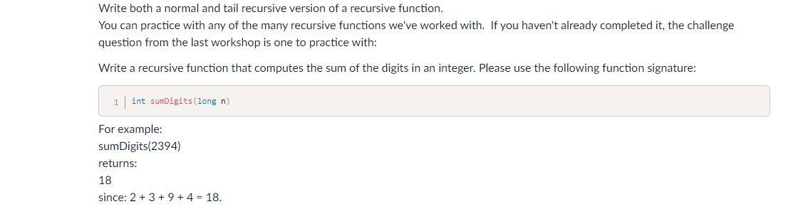 Solved Write Both A Normal And Tail Recursive Version Of A 