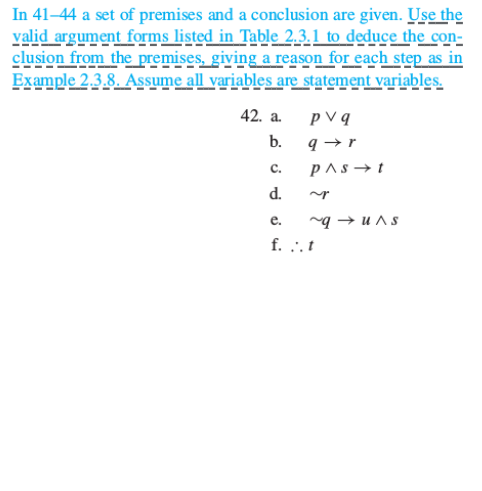 Solved In 41-44 a set of premises and a conclusion are | Chegg.com