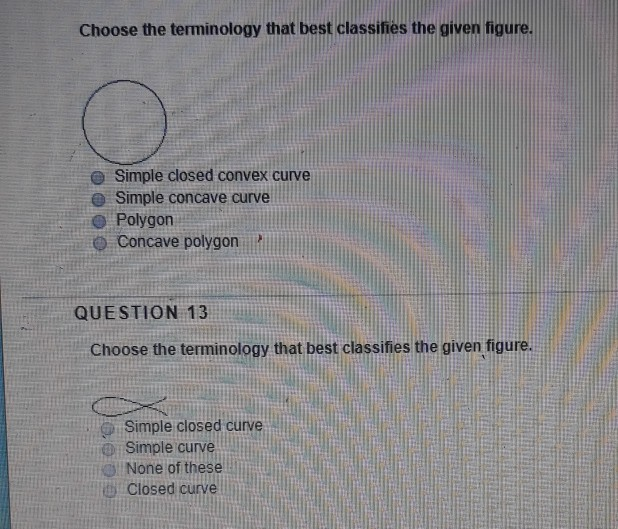 Solved Choose the terminology that best classifies the given | Chegg.com