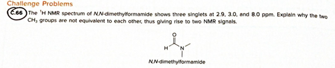Solved C.66 The 'H NMR spectrum of N.N-dimethylformamide | Chegg.com