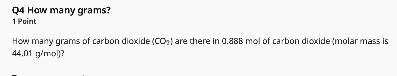 Solved Q4 How many grams? 1 Point How many grams of carbon | Chegg.com