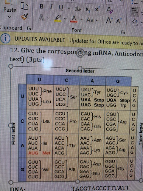 Solved Give the corresponding mRNA, Anticodon and AA for the | Chegg.com