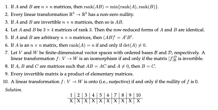 Solved 1. If A and B are n×n matrices, then | Chegg.com