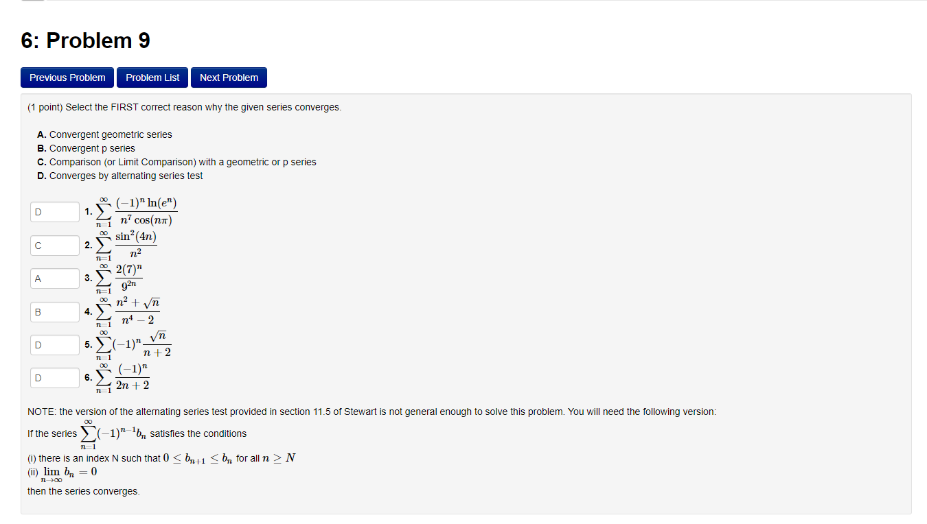 Solved 6: Problem 9 Previous Problem Problem List Next | Chegg.com Solved 6: Problem 9 Previous Problem Problem List Next | Chegg.com