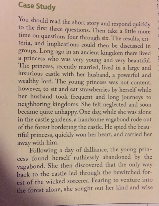 Solved Case Study You should read the short story and | Chegg.com