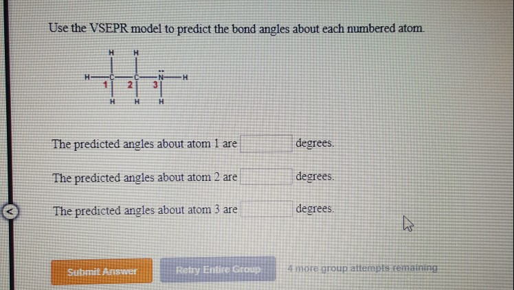 Solved Use the VSEPR model to predict the bond angles about | Chegg.com