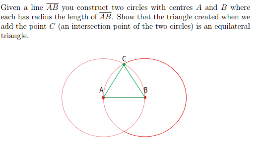 Solved Given a line AB you construct two circles with | Chegg.com