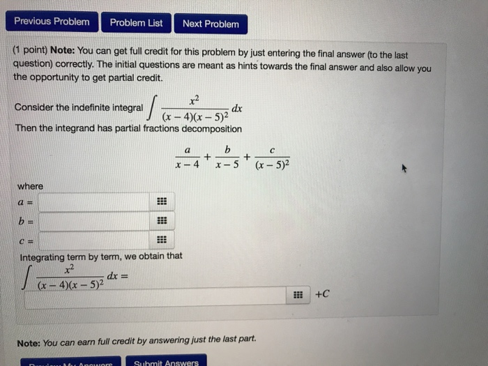 Solved Previous Problem Problem List Next Problem (1 point) | Chegg.com
