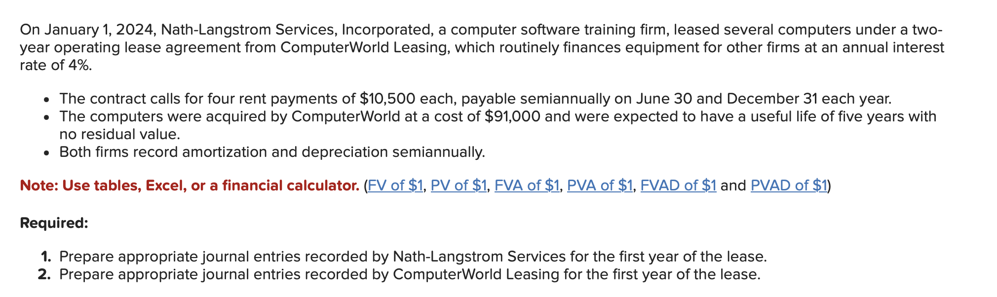 Solved On January 1, 2024, Nath-Langstrom Services, | Chegg.com
