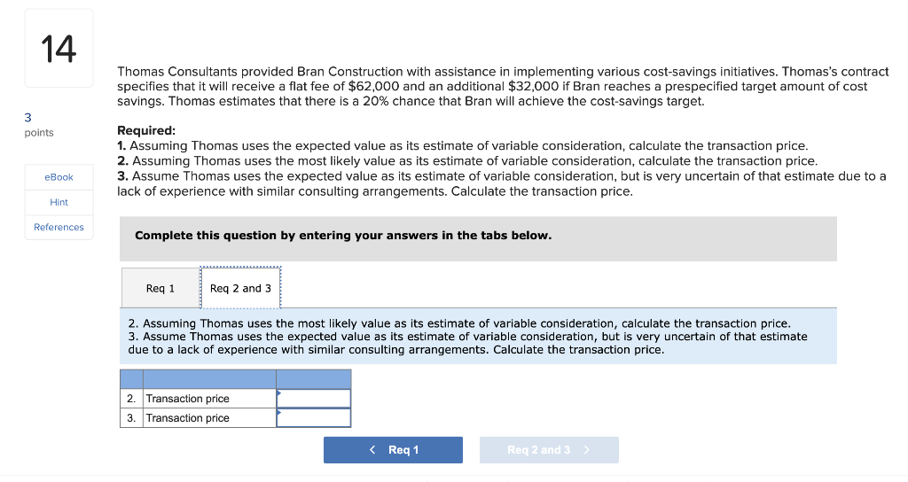 Solved Thomas Consultants provided Bran Construction with | Chegg.com