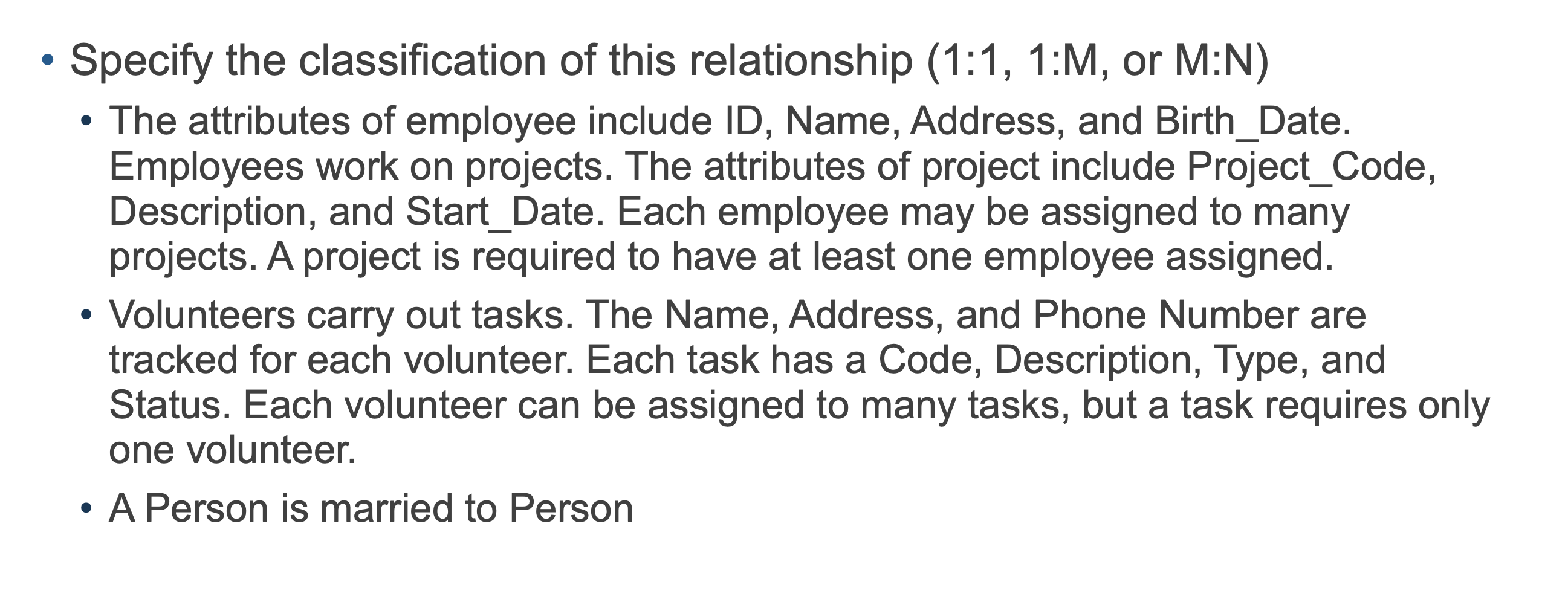 Solved Specify the classification of this relationship | Chegg.com