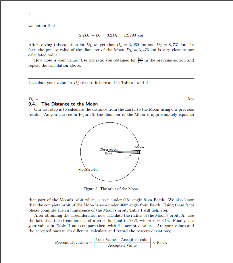 Solved Lab 3: Lunar Eclipse: The Moon's Diameter and its | Chegg.com