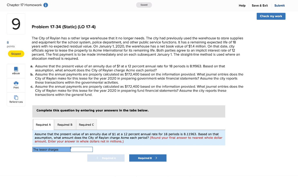 Solved Chapter 17 Homework i Saved Help Save & Exit Submit | Chegg.com