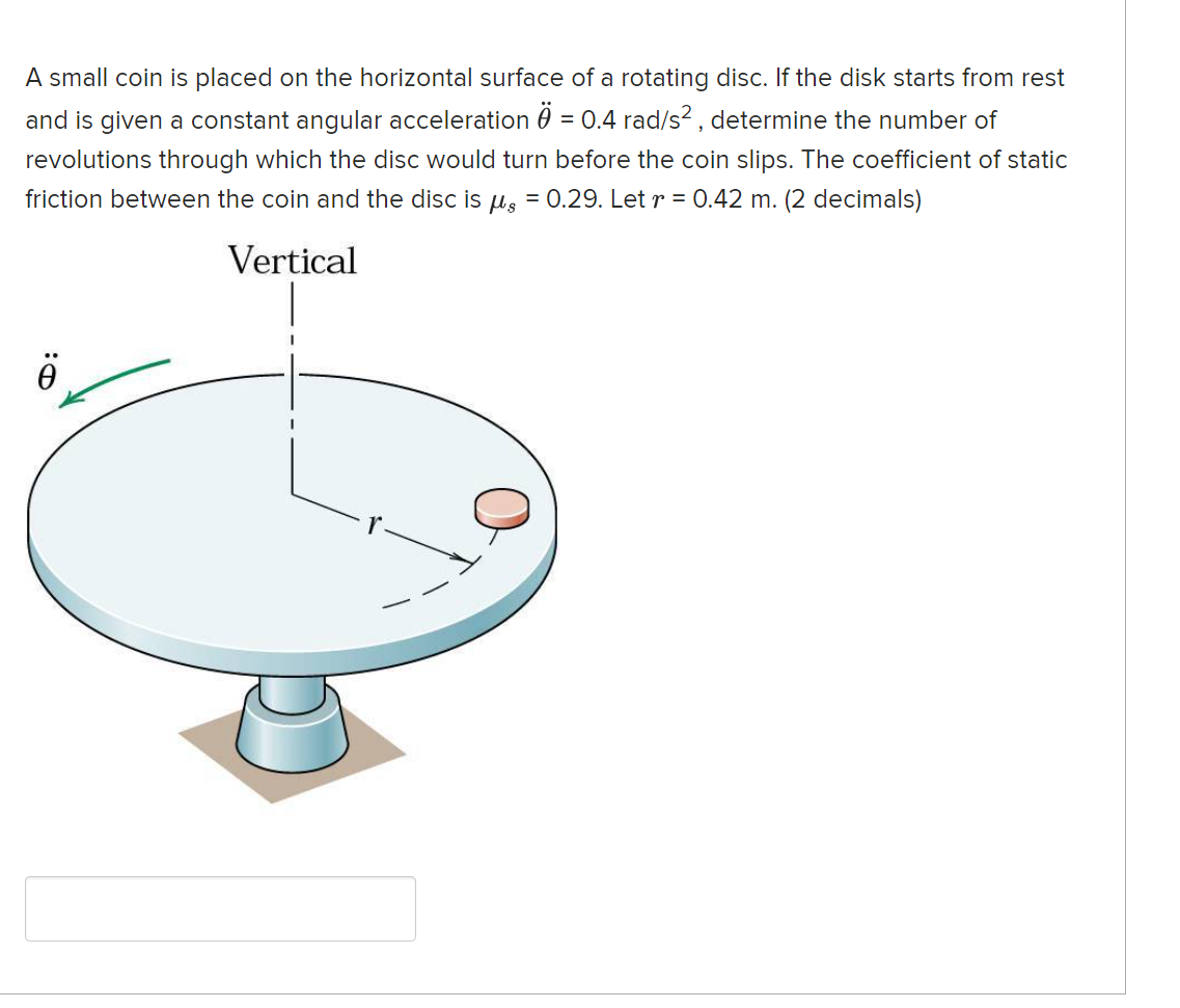 Solved A small coin is placed on the horizontal surface of a | Chegg.com