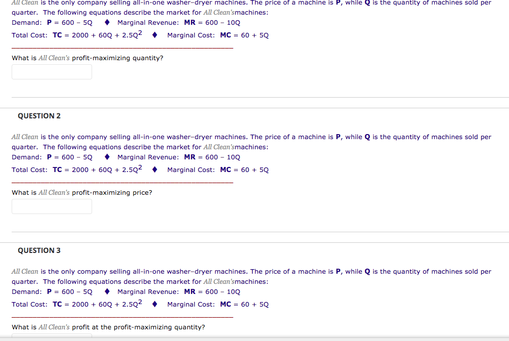 Solved All Clean is the only company selling all-in-one | Chegg.com