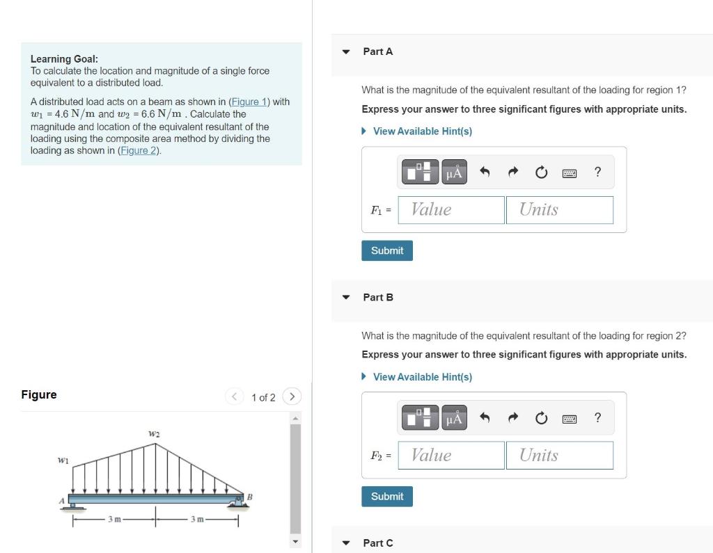 Solved A distributed load acts on a beam as shown in (Figure | Chegg.com