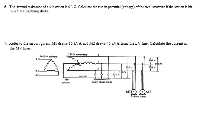 Solved 6. The ground resistance of a substation is 0.3 2. | Chegg.com