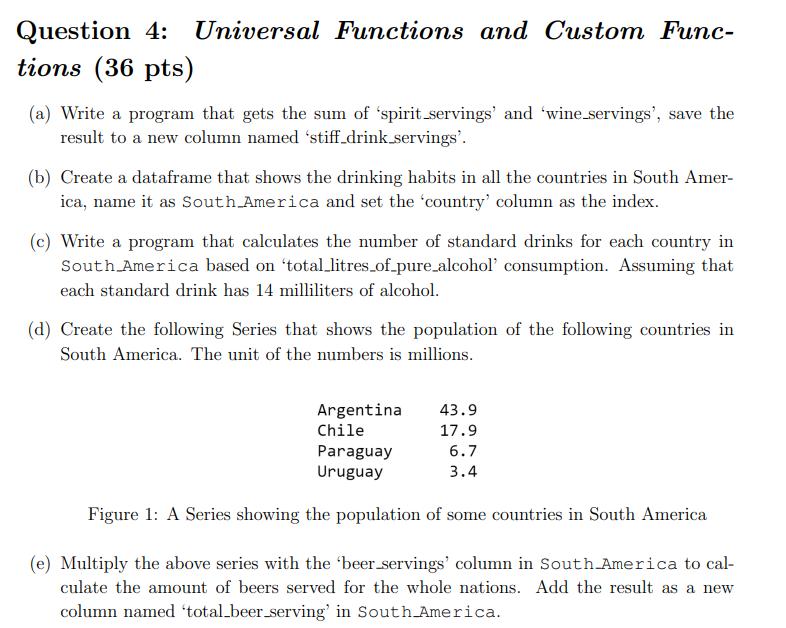 Solved The Data Set for question 4 is drinks.csv We are | Chegg.com