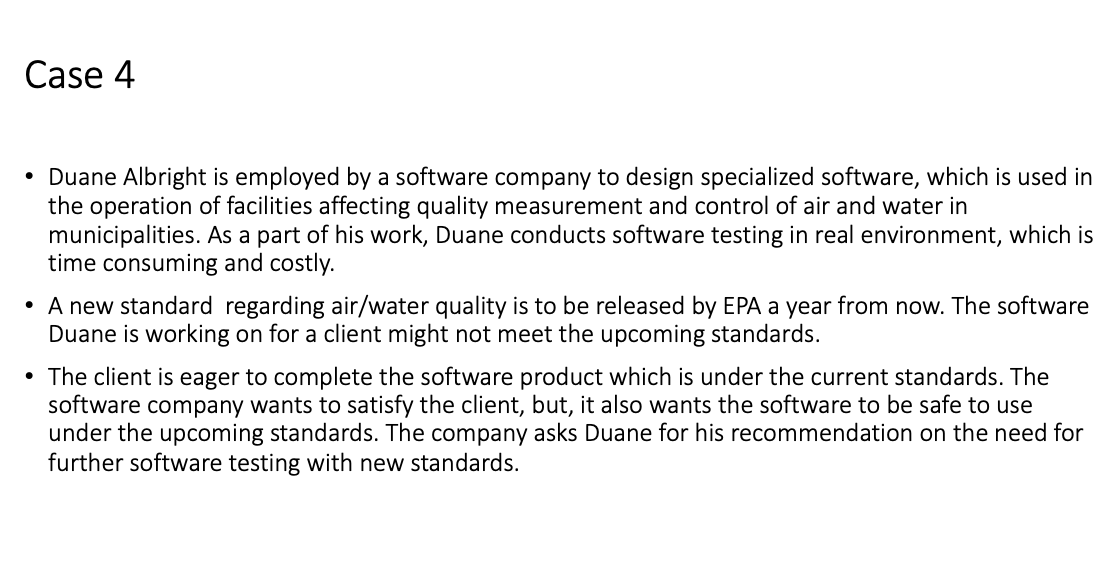 Solved Case 4 • Duane Albright is employed by a software | Chegg.com
