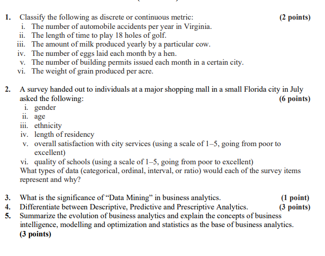 Solved 1 Classify The Following As Discrete Or Continuous 