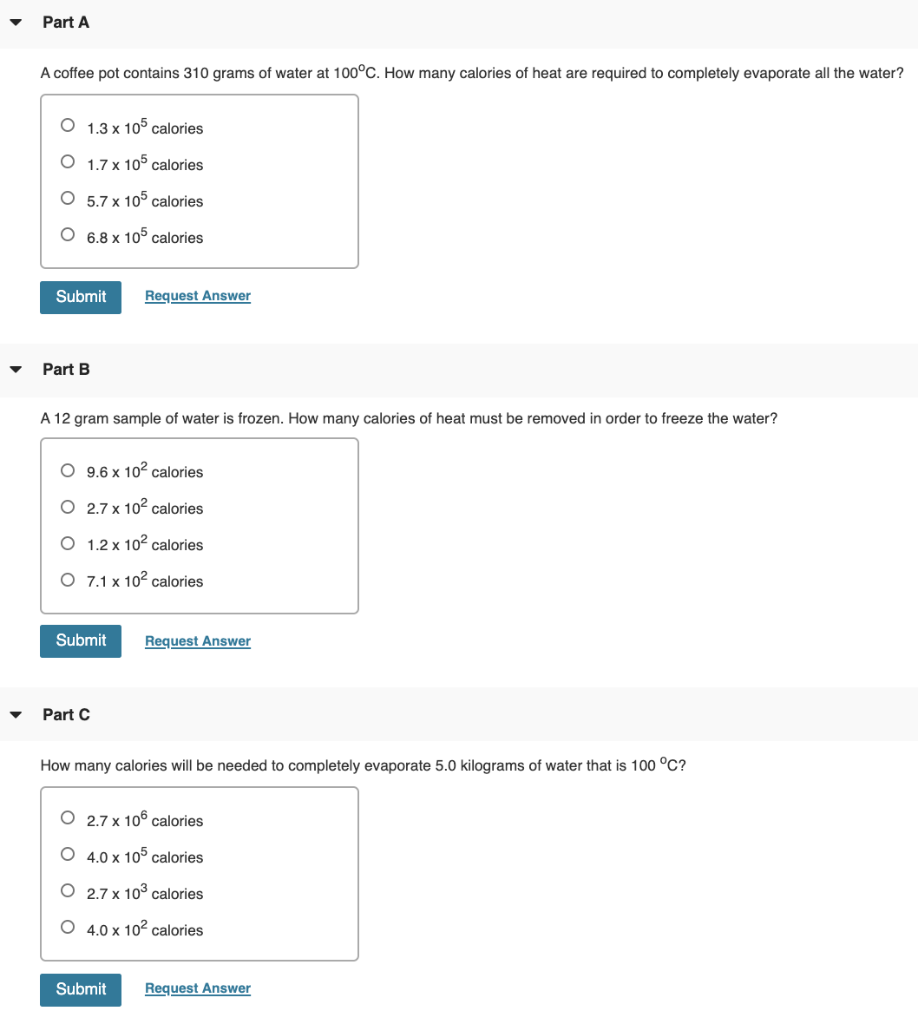 Solved Part A A coffee pot contains 310 grams of water at | Chegg.com