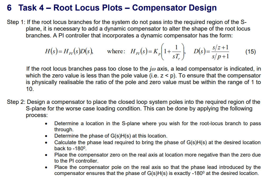 5 Task 3 - Root Locus Plots - Pl Controller Step 1: | Chegg.com