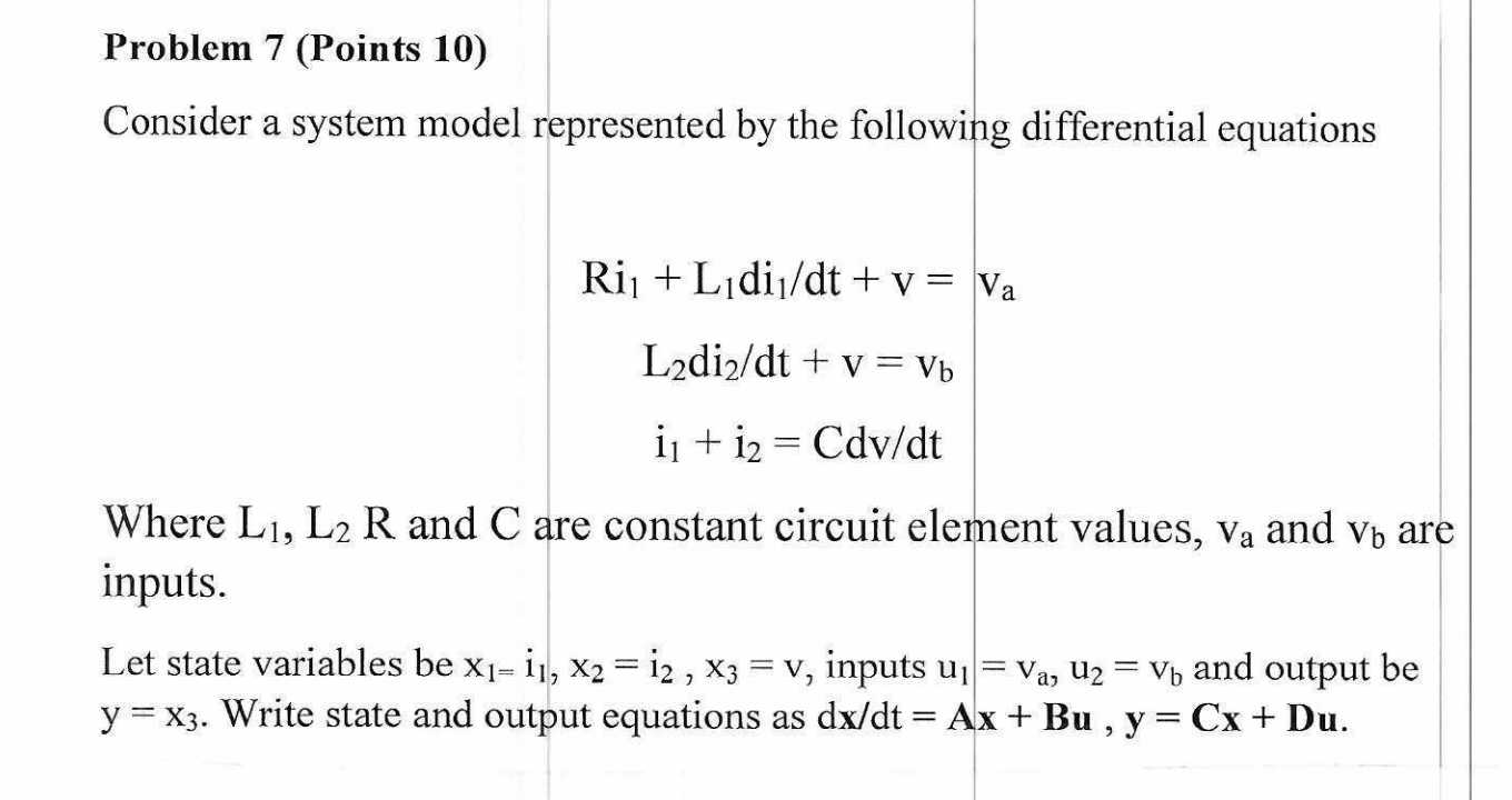 Solved Problem 7 (Points 10) Consider a system model | Chegg.com
