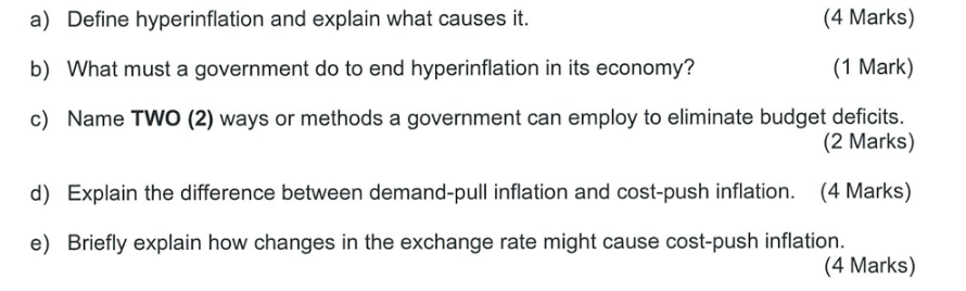 Solved a) Define hyperinflation and explain what causes it. | Chegg.com