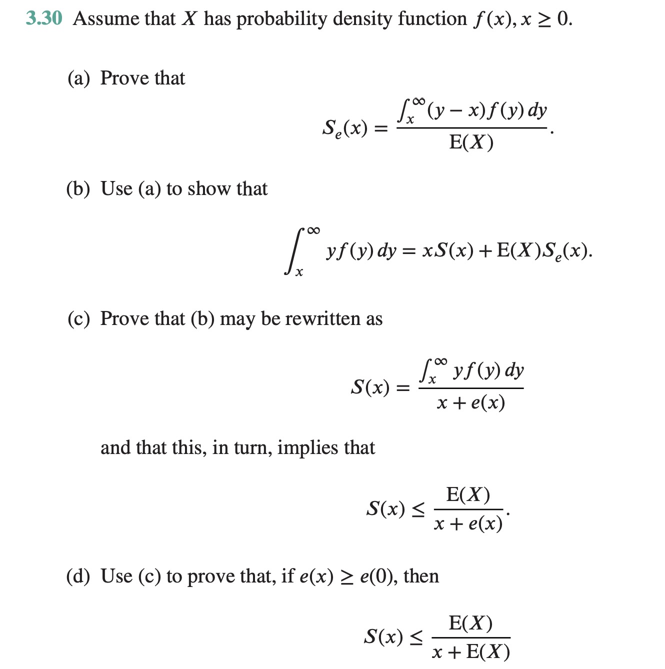 Solved 3.30 ﻿Assume that x ﻿has probability density function | Chegg.com