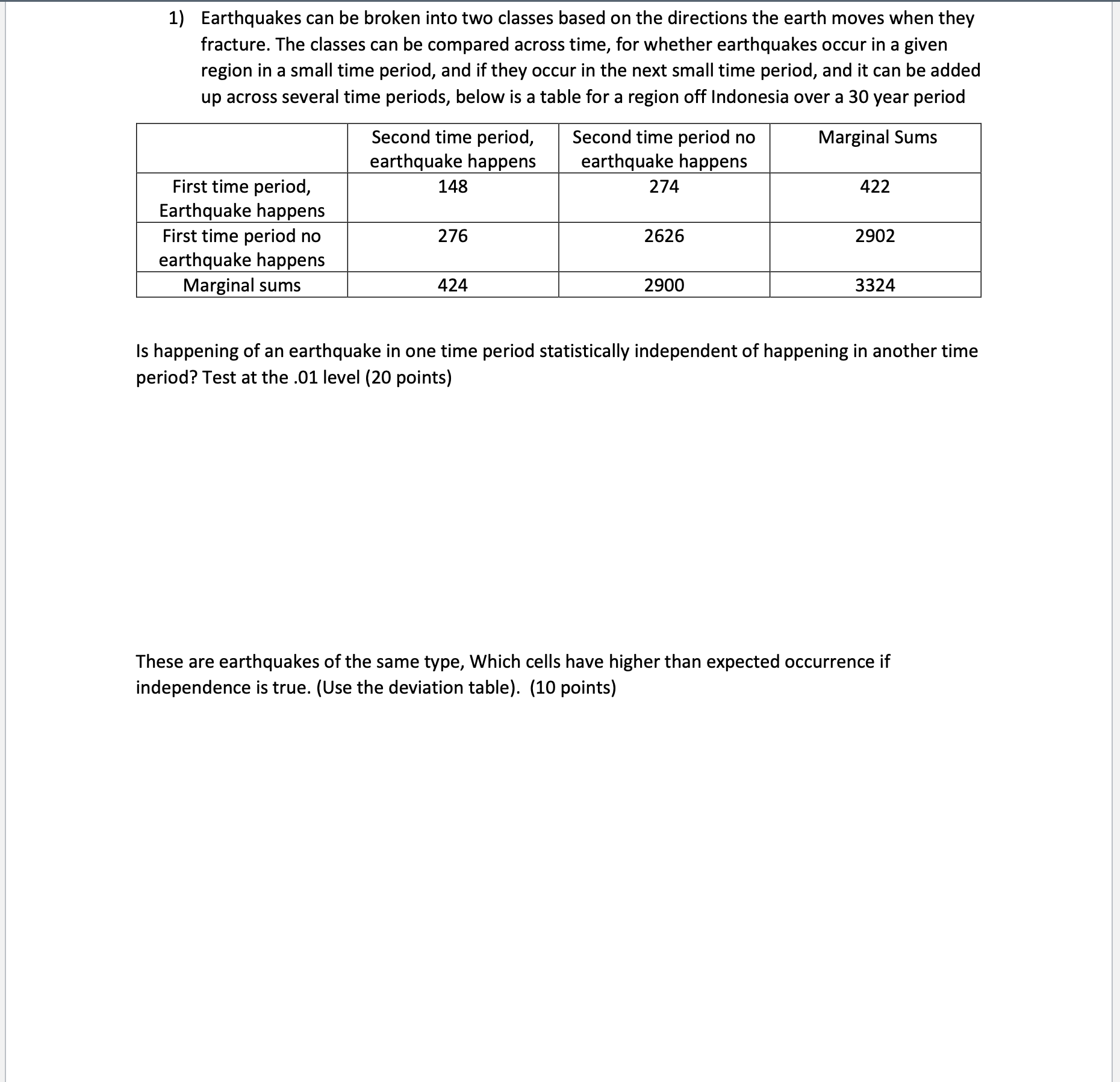 Solved 1) Earthquakes can be broken into two classes based | Chegg.com