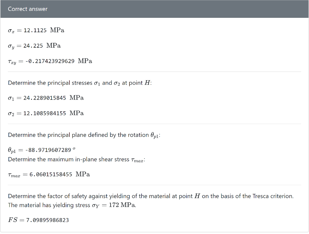 Solved HW10.5. Combined Loading: stresses and failure The | Chegg.com