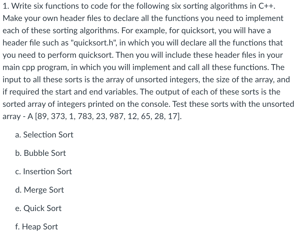 Solved 1. Write six functions to code for the following six | Chegg.com
