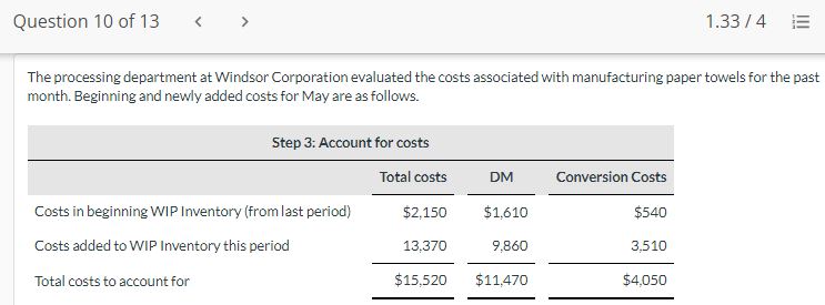 The processing department at Windsor Corporation | Chegg.com