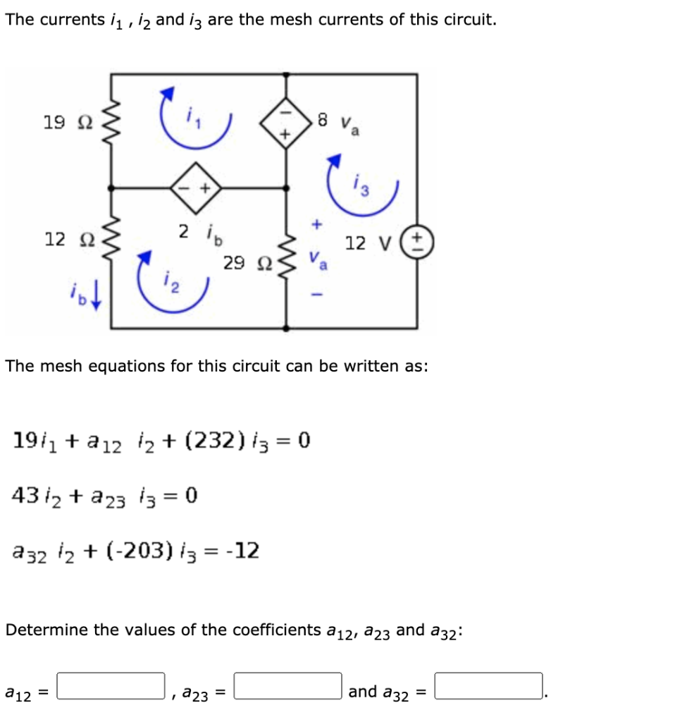Solved The currents 11, 12 and iz are the mesh currents of | Chegg.com