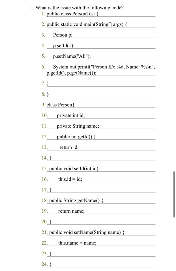 Solved I. What is the issue with the following code? 1. | Chegg.com
